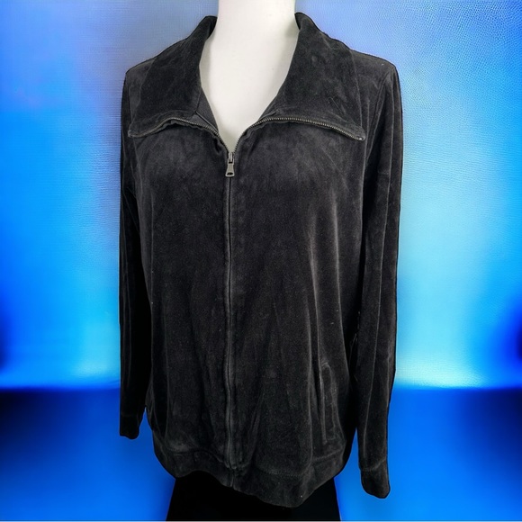 Talbots | Jackets & Coats | Talbots Black Velour Collared Long Sleeve ...